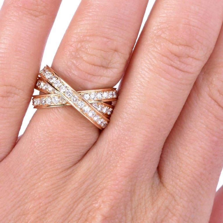 Cartier Trinity Diamond Yellow Gold Eternity 'Rolling' Ring at 1stDibs ...