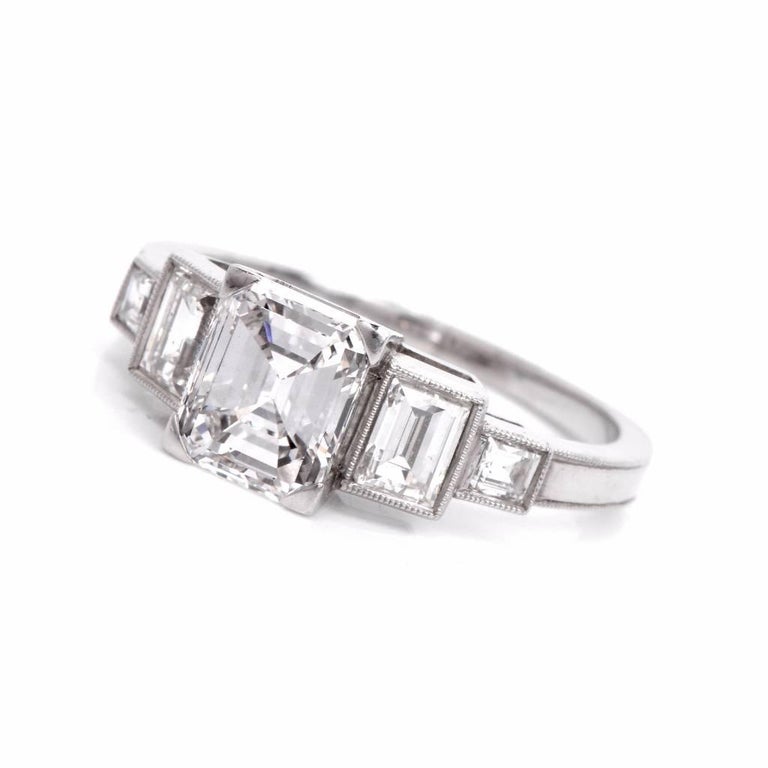 Art Deco Emerald Cut Diamond Engagement Ring at 1stDibs | art deco ...