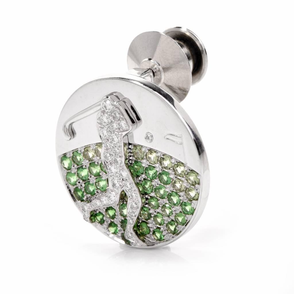 Van Cleef and Arpels Gold Diamond Tsavorite Golffer Motif Men's Jacket ...