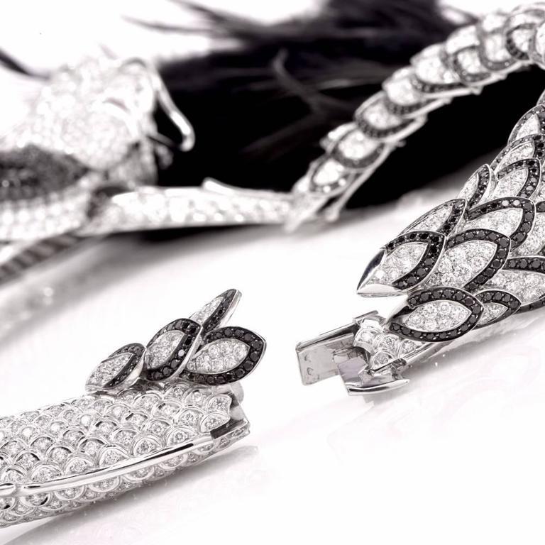 Designer French Dragon Diamond Ruby Feather Gold Collar Necklace For ...