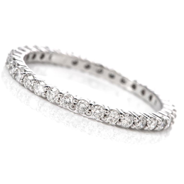 Modern Diamond Platinum Eternity Wedding Band Ring For Sale at 1stDibs