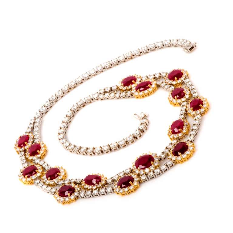 Important Ruby and Diamond Gold Necklace at 1stDibs