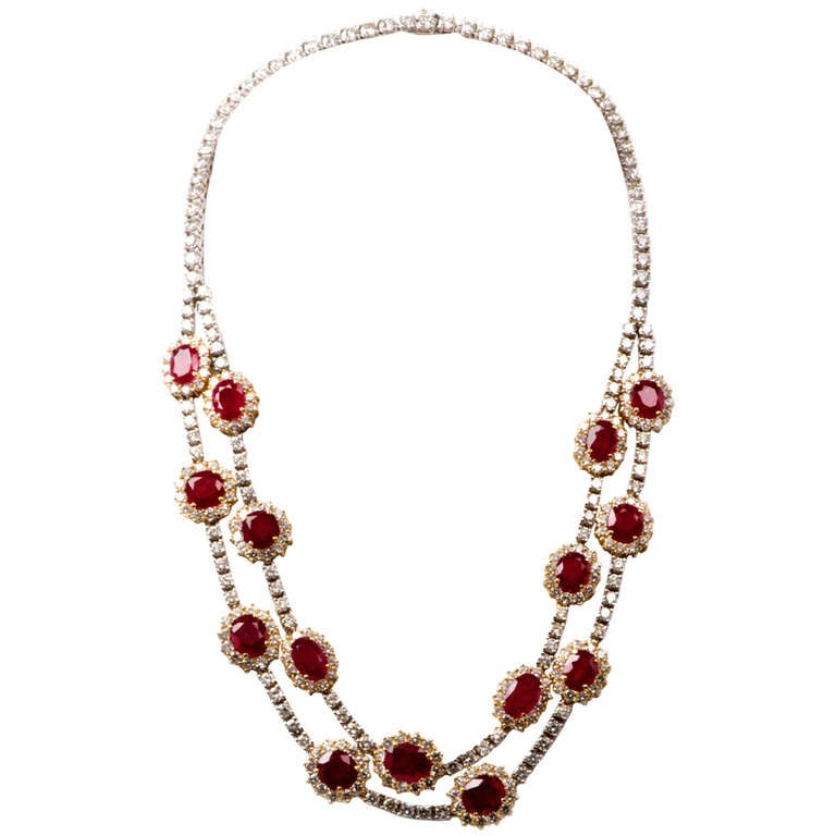 Important Ruby and Diamond Gold Necklace at 1stDibs