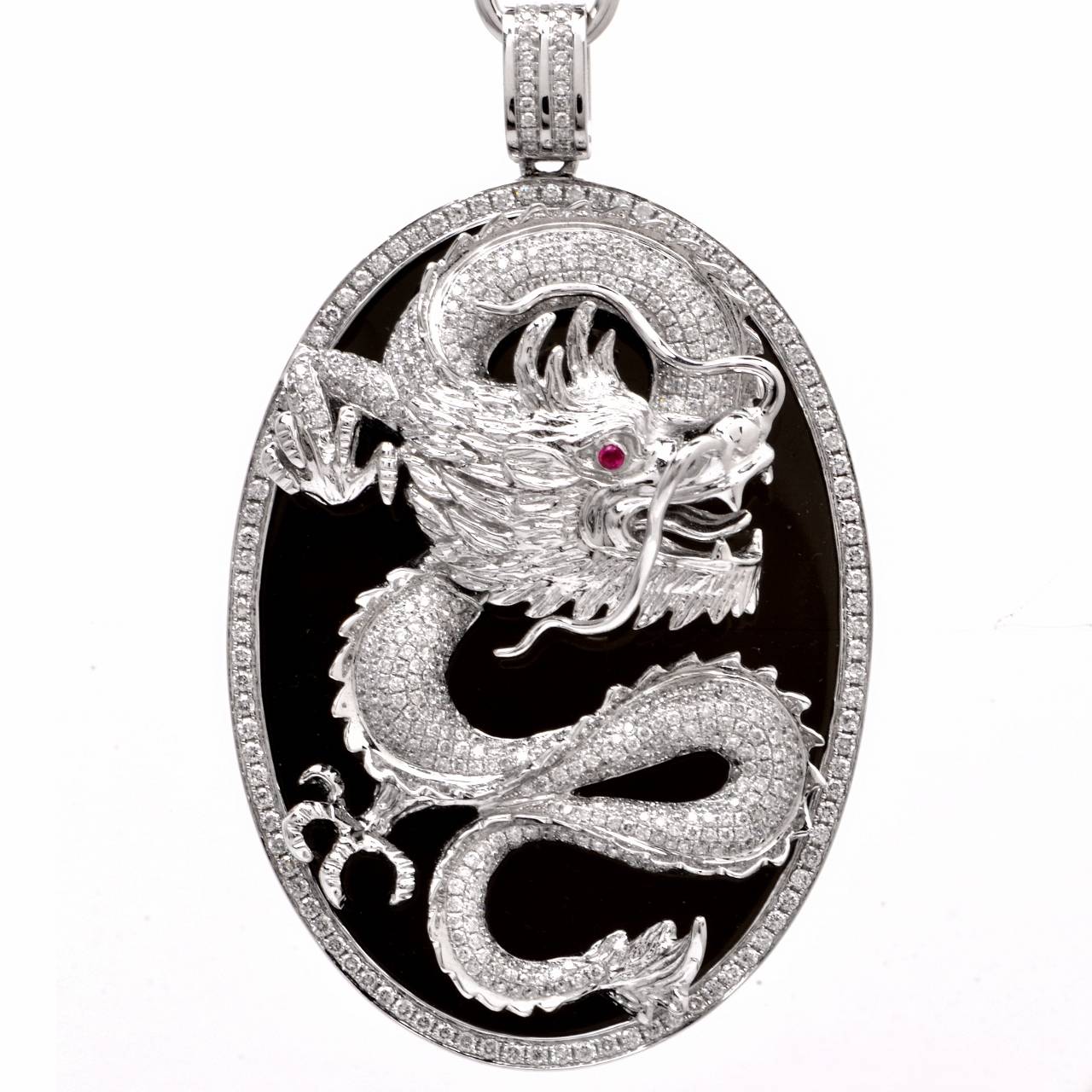 Ruby Diamond Gold Dragon Pendant at 1stDibs | white gold dragon pendant