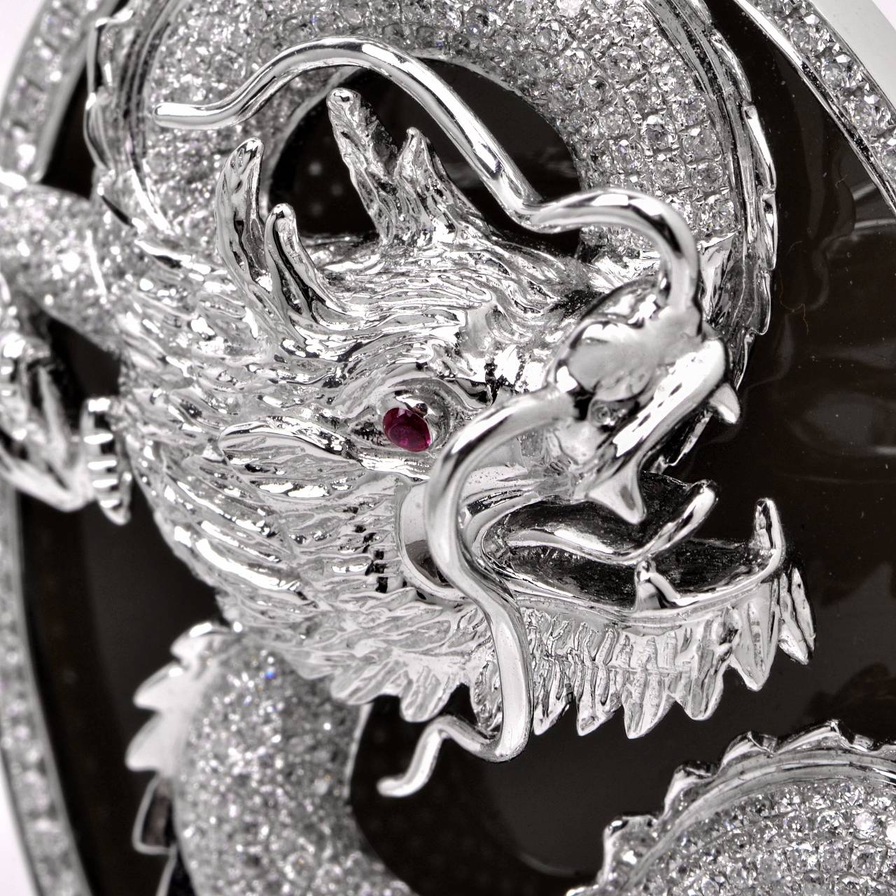 Ruby Diamond Gold Dragon Pendant at 1stDibs | white gold dragon pendant