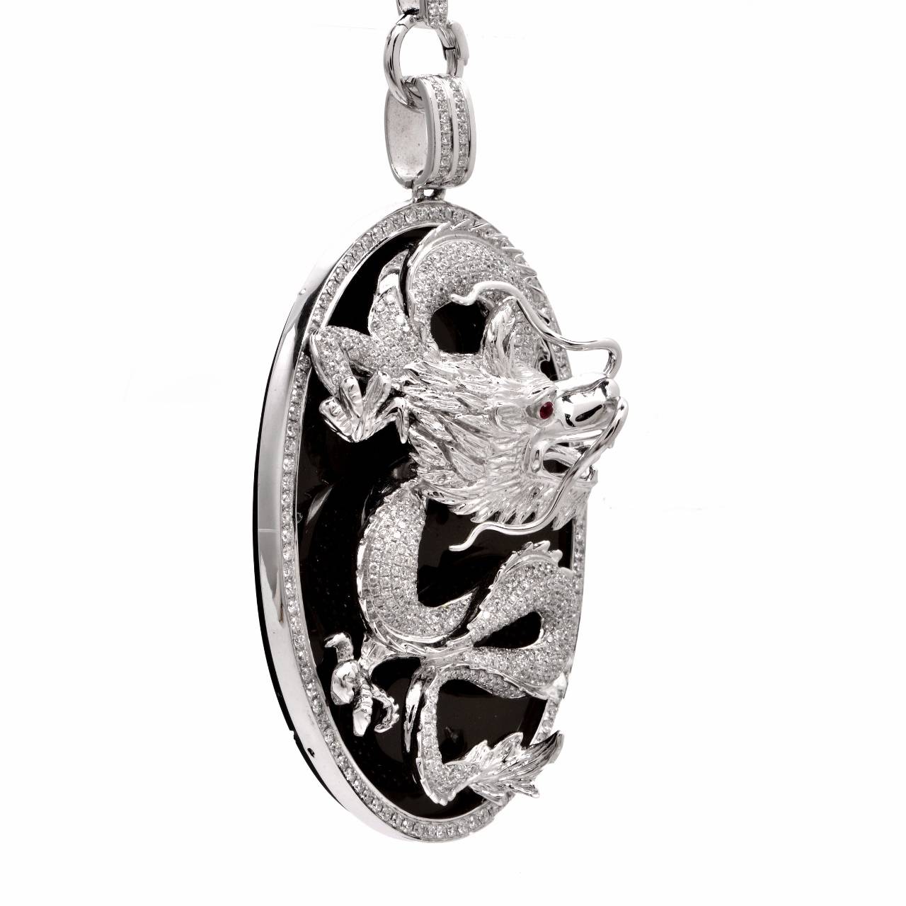 Ruby Diamond Gold Dragon Pendant at 1stDibs | white gold dragon pendant