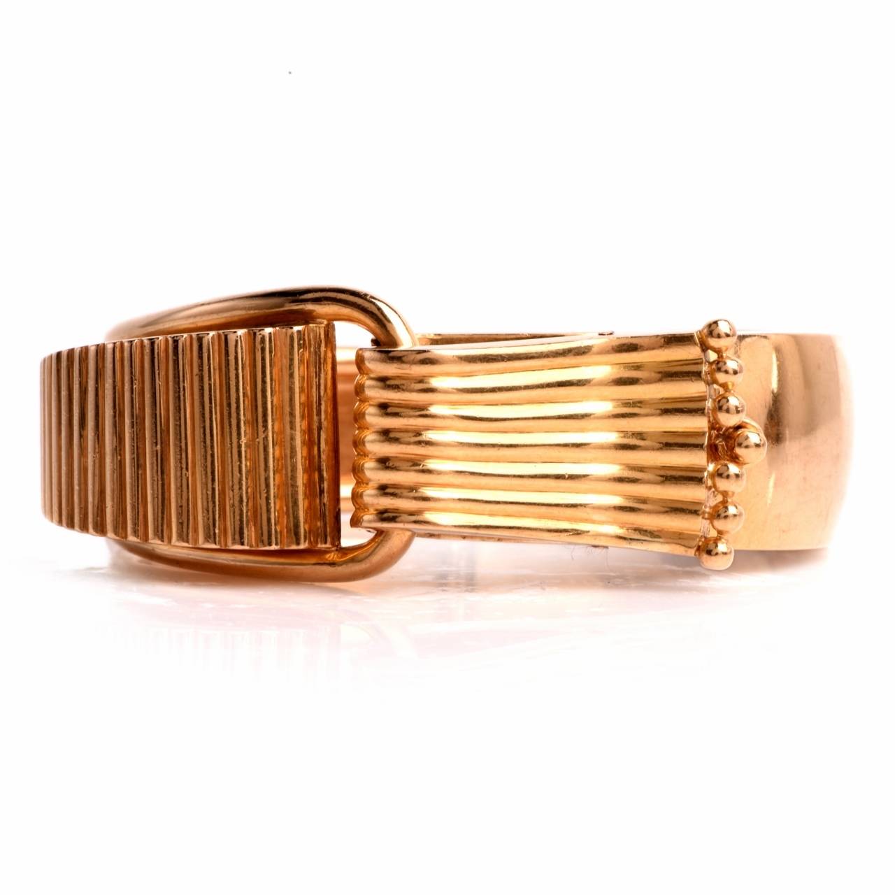 Retro Gold Belt Design Bangle Bracelet at 1stDibs