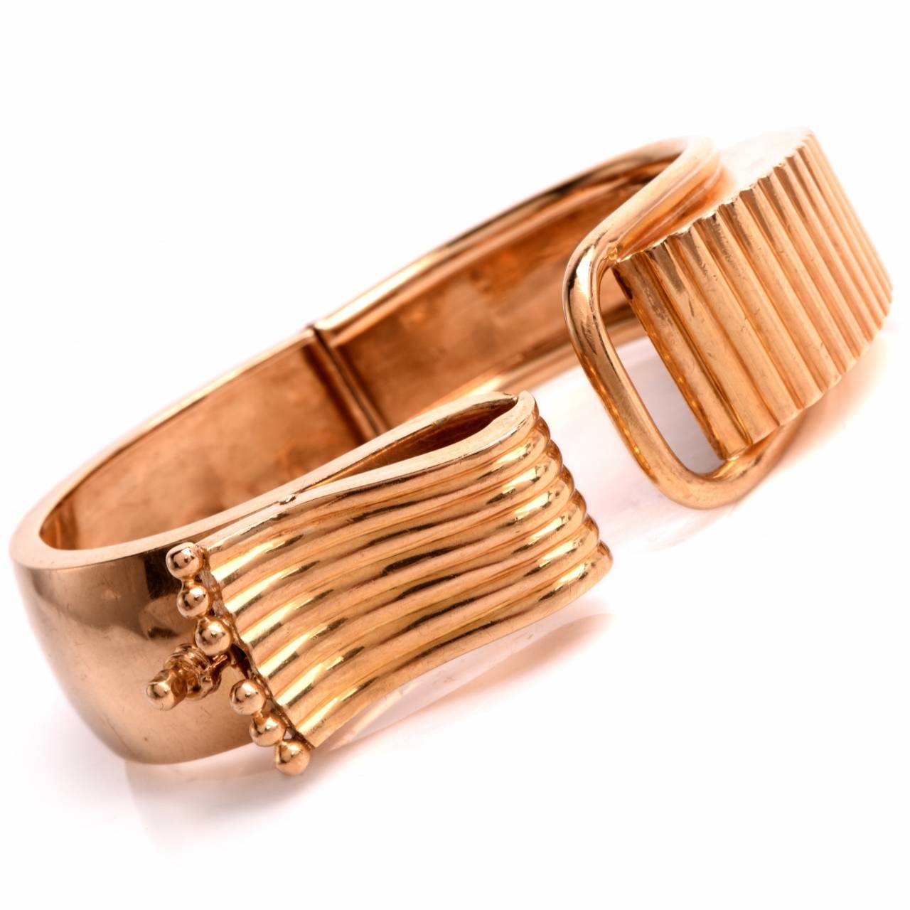Retro Gold Belt Design Bangle Bracelet at 1stDibs