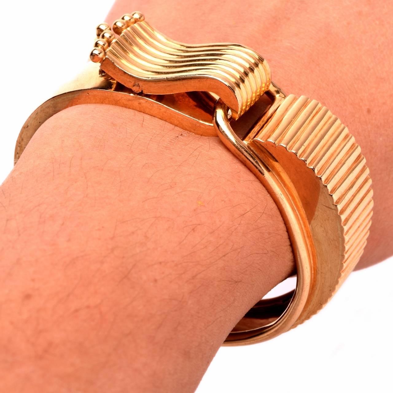 Retro Gold Belt Design Bangle Bracelet at 1stDibs