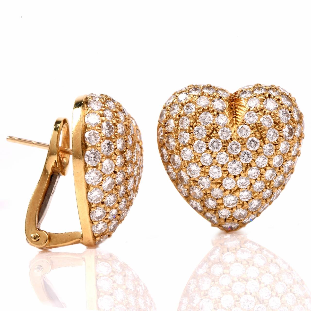 Pave Diamond Gold Heart Shape earrings at 1stDibs