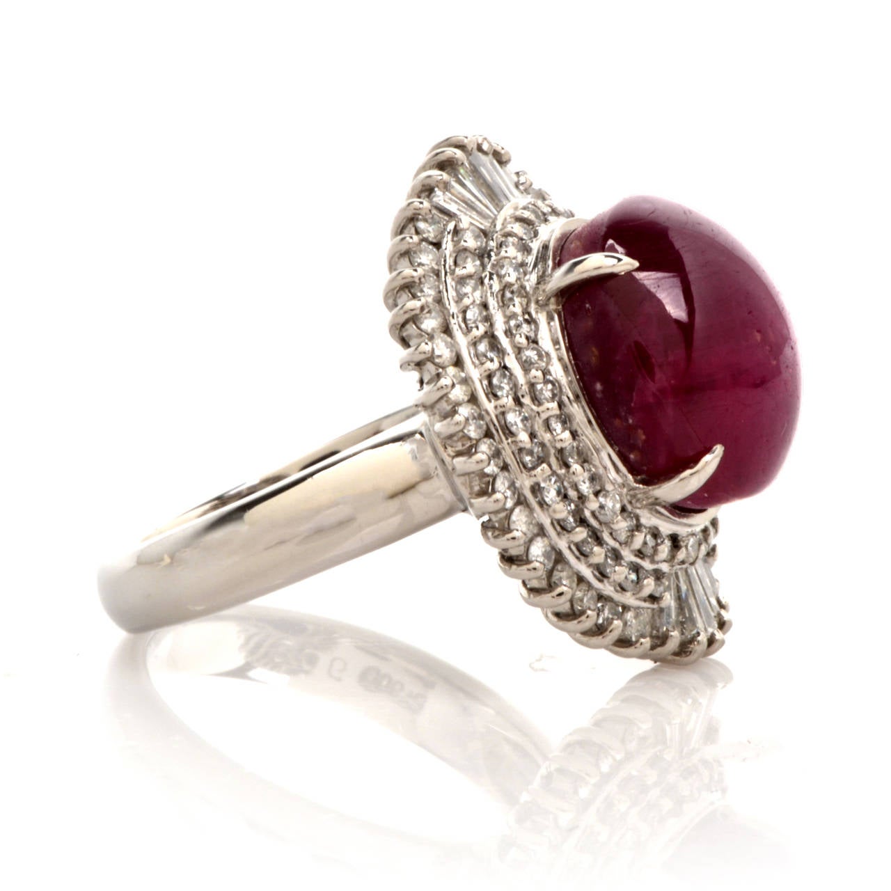Star Ruby Diamond Platinum Cocktail Ring at 1stDibs