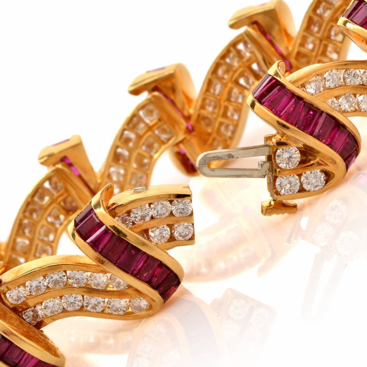 Charles Krypell Ruby Diamond Gold Bracelet For Sale at 1stDibs ...