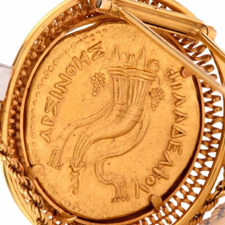 Antique Diamond Roman Coin Gold Pin at 1stDibs