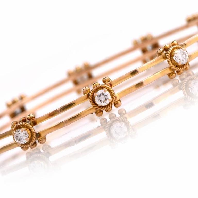 Stackable Diamond Gold Bangle Bracelet For Sale at 1stDibs