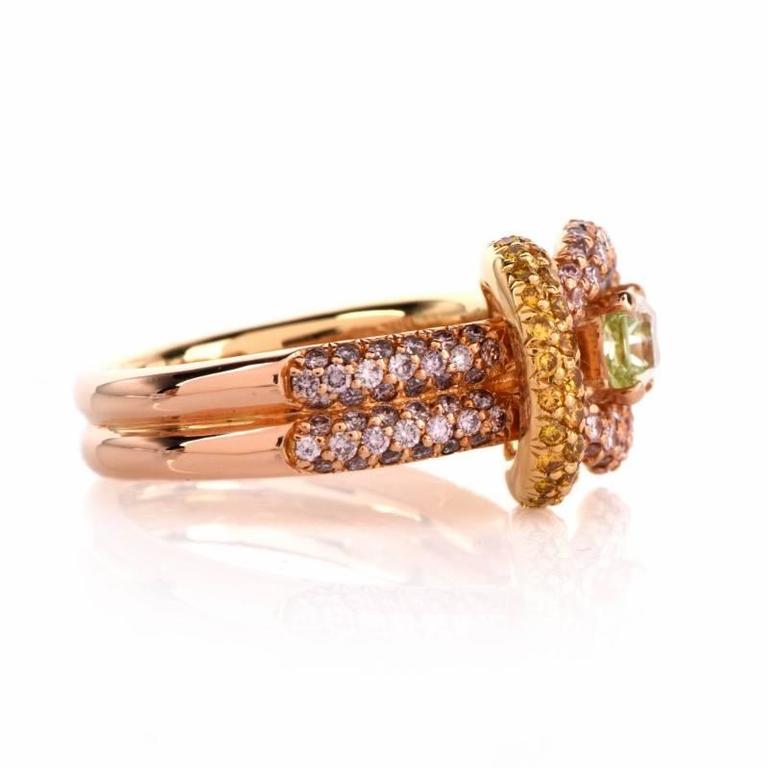 Rare Fancy Intense GIA Cert Green Diamond Diamond Gold Ring For Sale at ...
