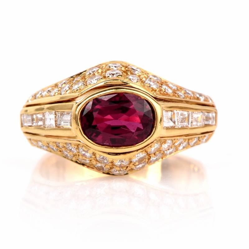 Diamond Ruby Gold Cocktail Ring at 1stDibs