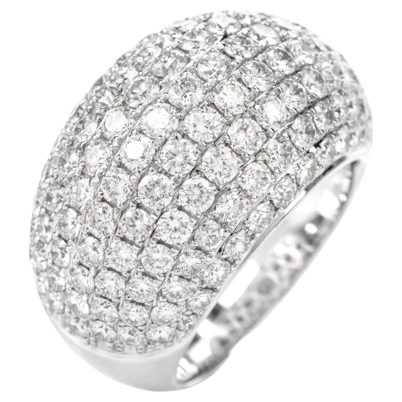 Cushion-Cut and Pavé Diamond Bombé Cocktail Ring at 1stDibs