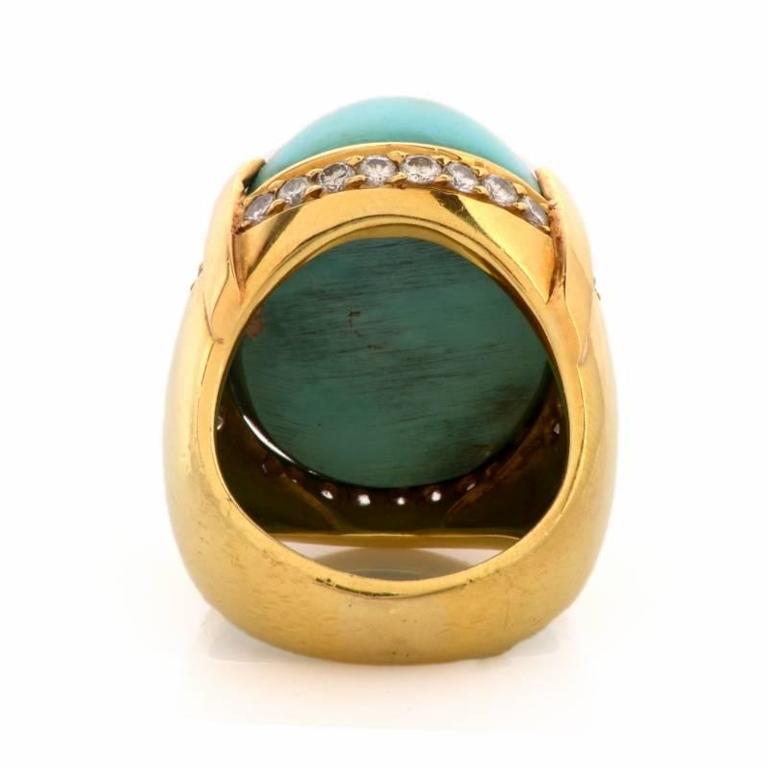 Persian Turquoise Diamond Gold Cocktail Ring at 1stDibs