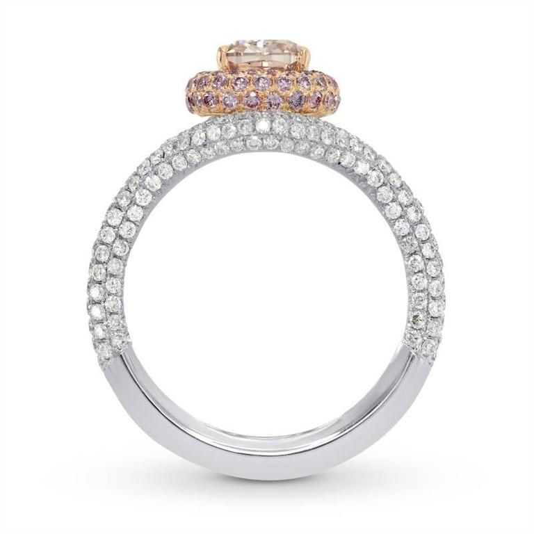 Cushion Cut 1.28 Carat GIA Cert Pink Diamond Gold Platinum Ring For ...