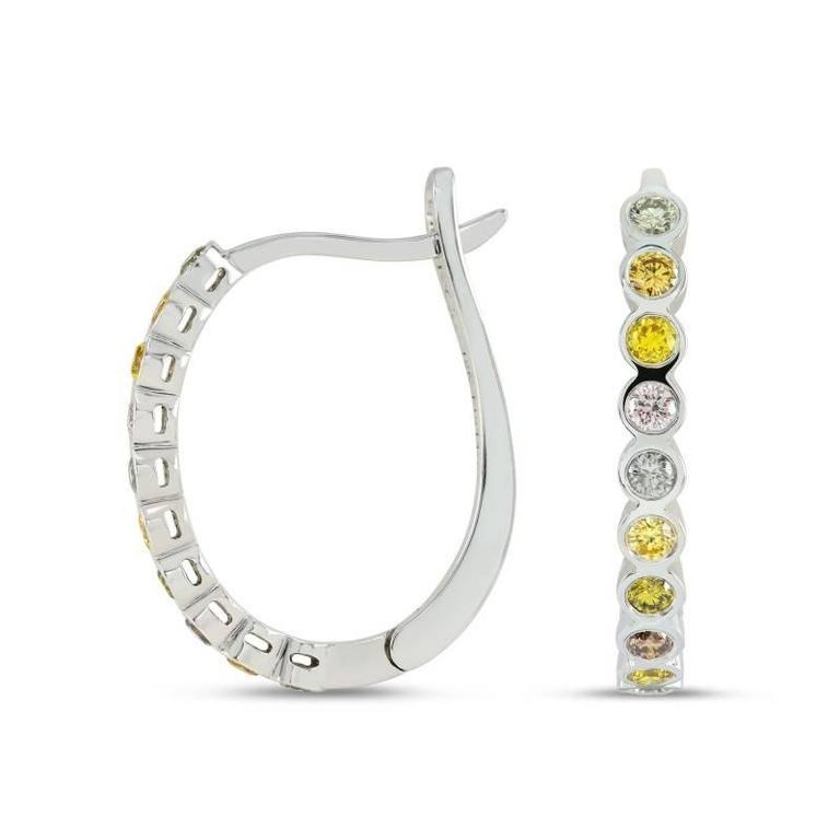 Natural Multicolored Diamond Gold Earrings and Band Ring Set For Sale ...