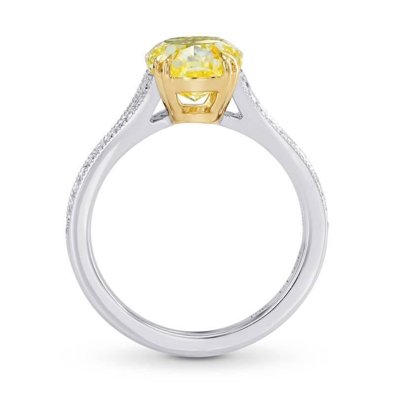 Fancy Intense Yellow Radiant Trapezoid Diamond Gold Platinum Engagement ...