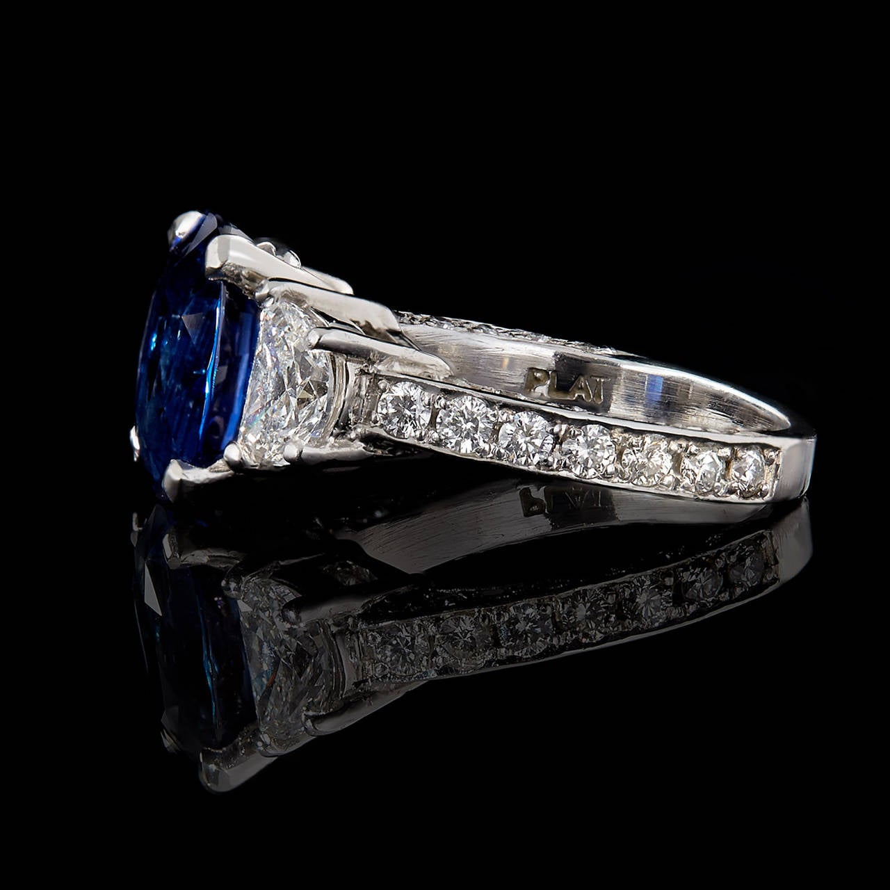 Vivid No Heat Madagascar Blue Sapphire Diamond Ring at 1stDibs