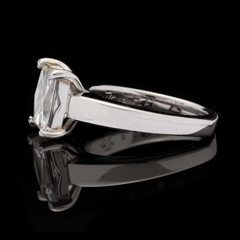 Rectangular Mixed Cut Solitaire Platinum Ring at 1stDibs