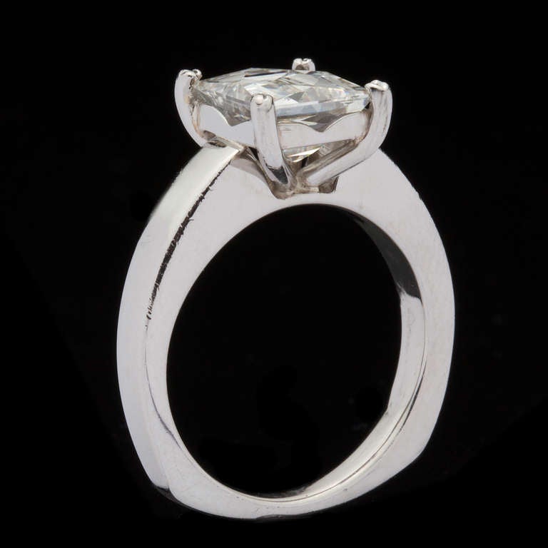 Rectangular Mixed Cut Solitaire Platinum Ring at 1stDibs