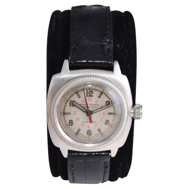 Rolex Oyster en forme de coussin en nickel et argent avec cadran d ...