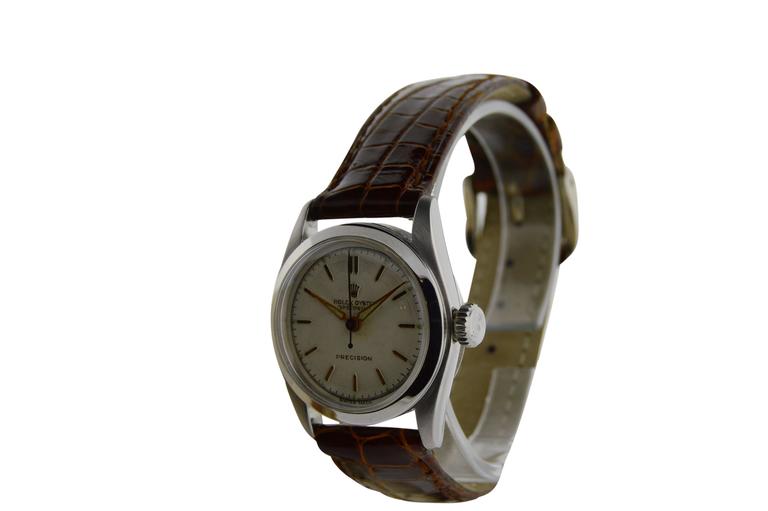 Rolex Stainless Steel 3/4 Size Speedking Rare Engraved Dial Wristwatch ...