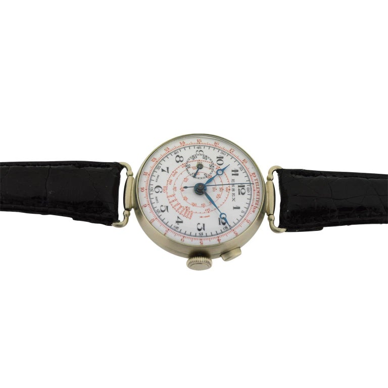 Essex Nickel Silver One Button Chronograph Original Enamel Dial Watch ...