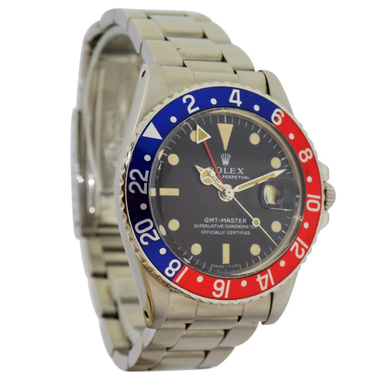 Rolex Stainless Steel GMT Master Pepsi Bezel Watch at 1stDibs | pepsi ...