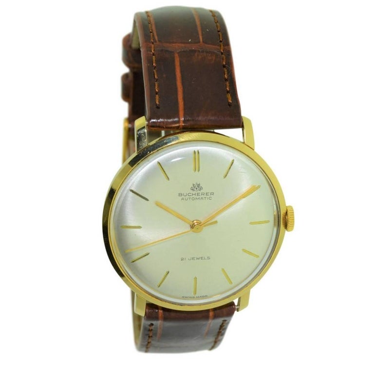 Bucherer Yellow Gold Date Chronometer Automatic Watch For Sale at 1stdibs