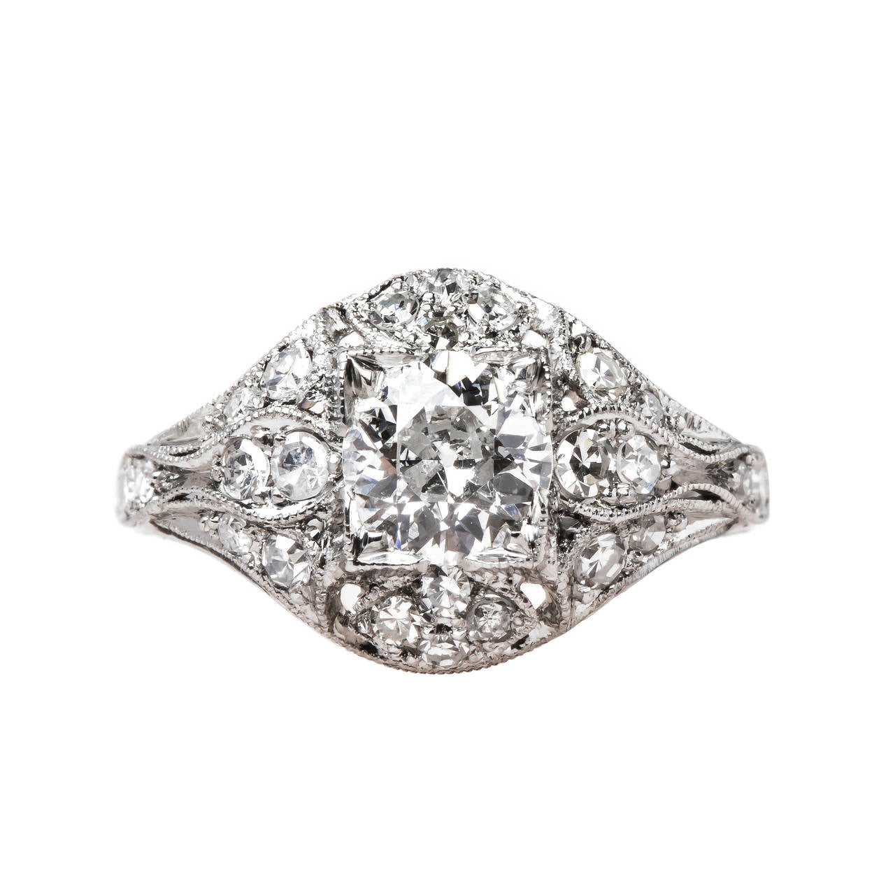 Gorgeous Platinum Engagement Ring in Box Setting For Sale at 1stDibs