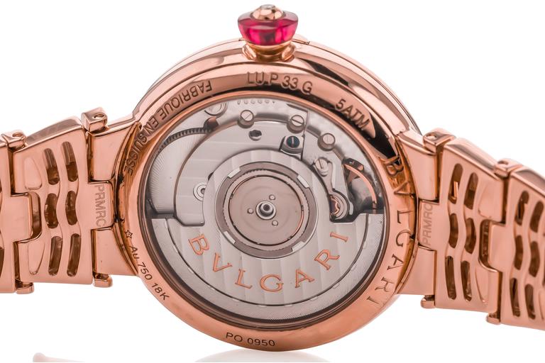 Bulgari Ladies Rose Gold Diamond Wristwatch at 1stDibs
