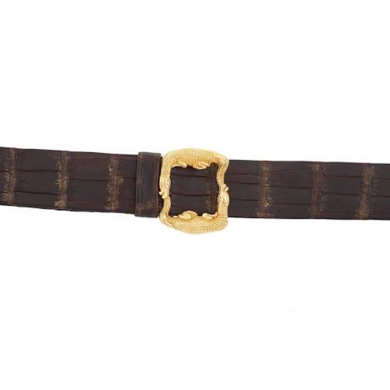 18 Karat Gold Two Alligators Buckle for 1.5 inch Belt by John Landrum ...