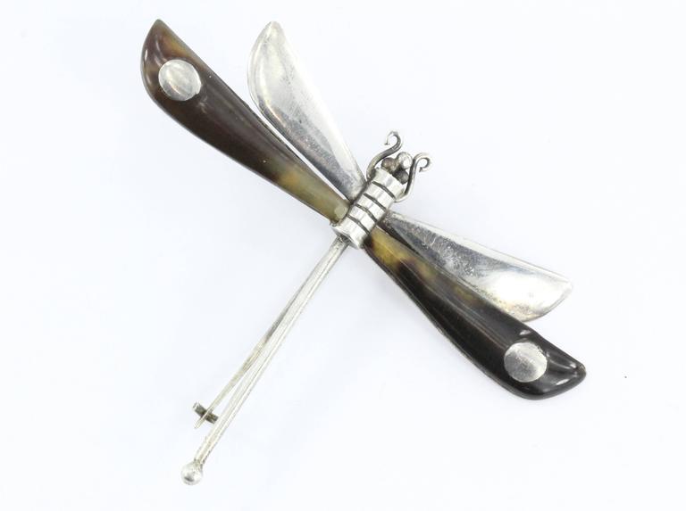 Vintage William Spratling Taxco Faux Tortoise Shell Dragonfly Brooch ...