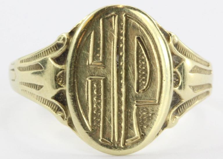 Antique 14K Gold Ostby and Barton Gothic Signet Ring HP at 1stDibs | ostby barton ring