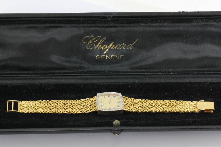 Chopard Diamond Watch with Byzantine Wheat Chain Bracelet at 1stDibs