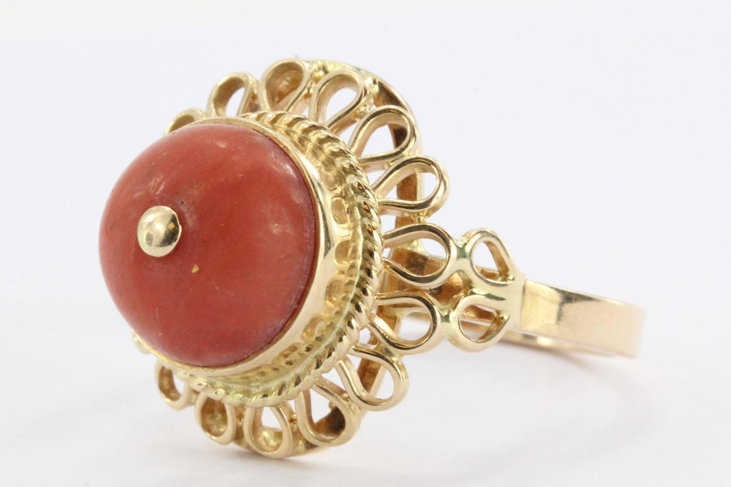 Antique Polish 14K Gold Red Coral Ring 1920 - 1931 Crakow Poland For ...