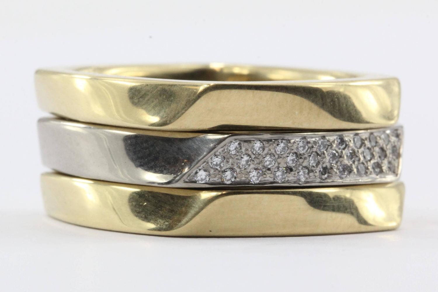 Tiffany and Co. Frank Gehry Set of 3 Two Color Gold Torque Band Rings ...