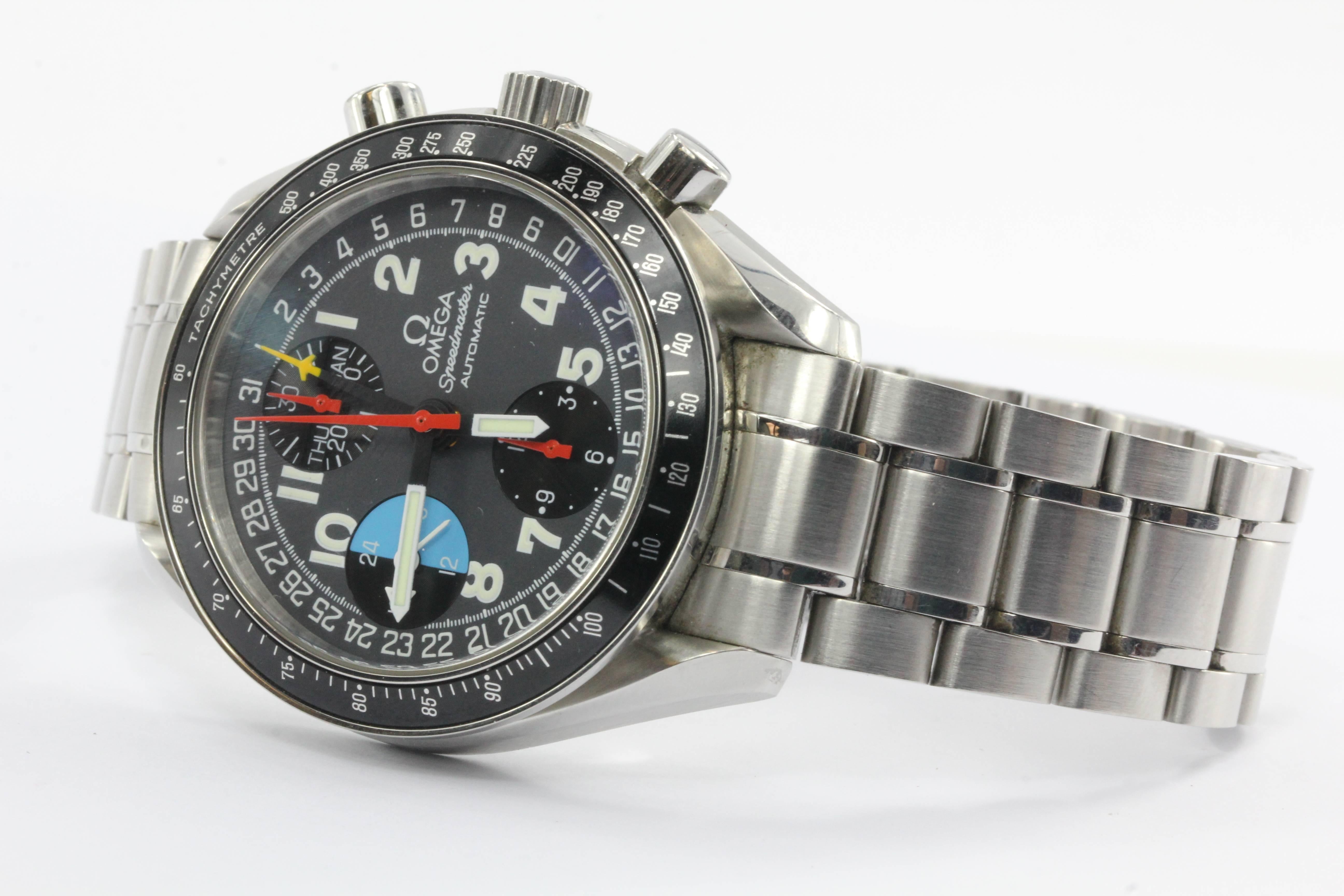 Omega Stainless Steel Speedmaster GMT Mark 40 Chronograph Automatic ...