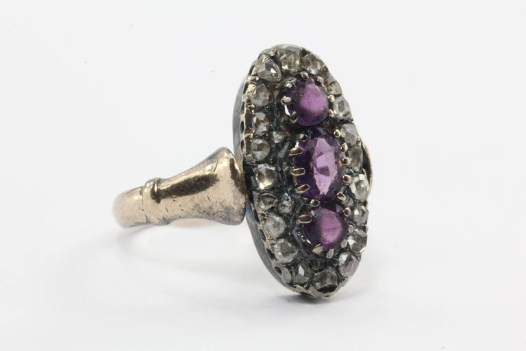 1770s Georgian Gold Rose Cut Diamond Purple Paste Ring at 1stDibs ...