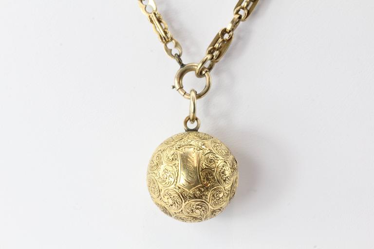 Rare Victorian Gold Ball Locket at 1stDibs | gold ball locket pendant ...