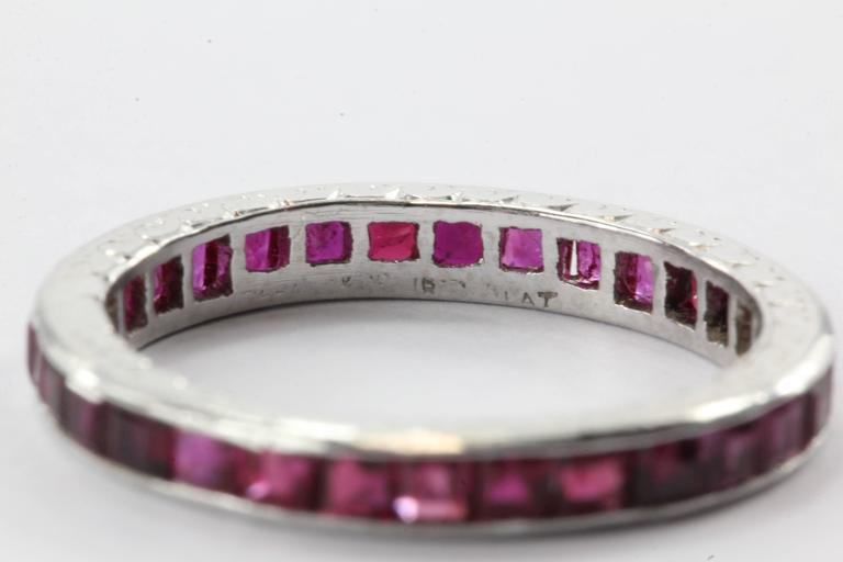 Tiffany and Co. Four Stackable Art Deco Ruby Sapphire Platinum Eternity ...