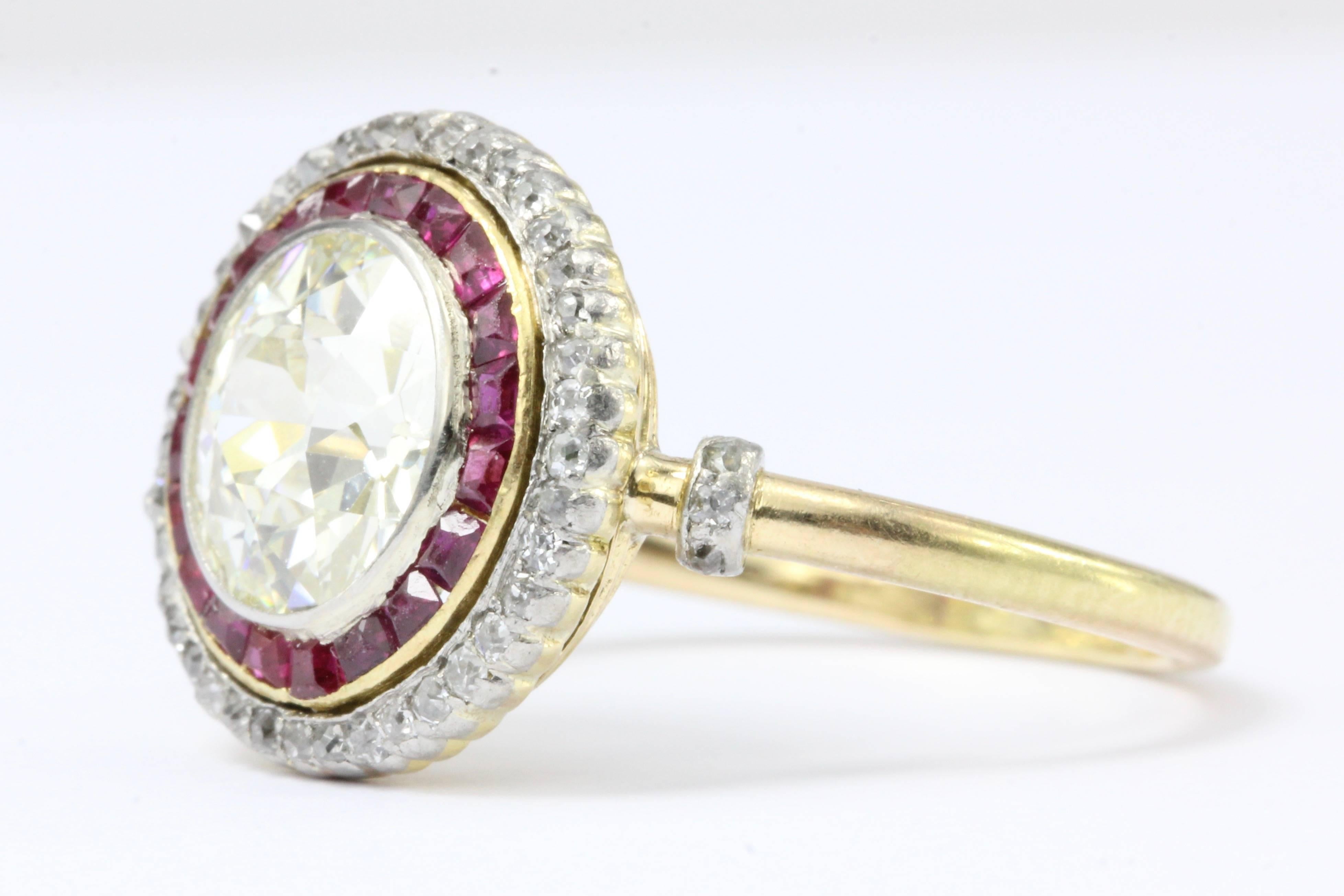 Ruby Old European Cut Diamond Ring at 1stDibs