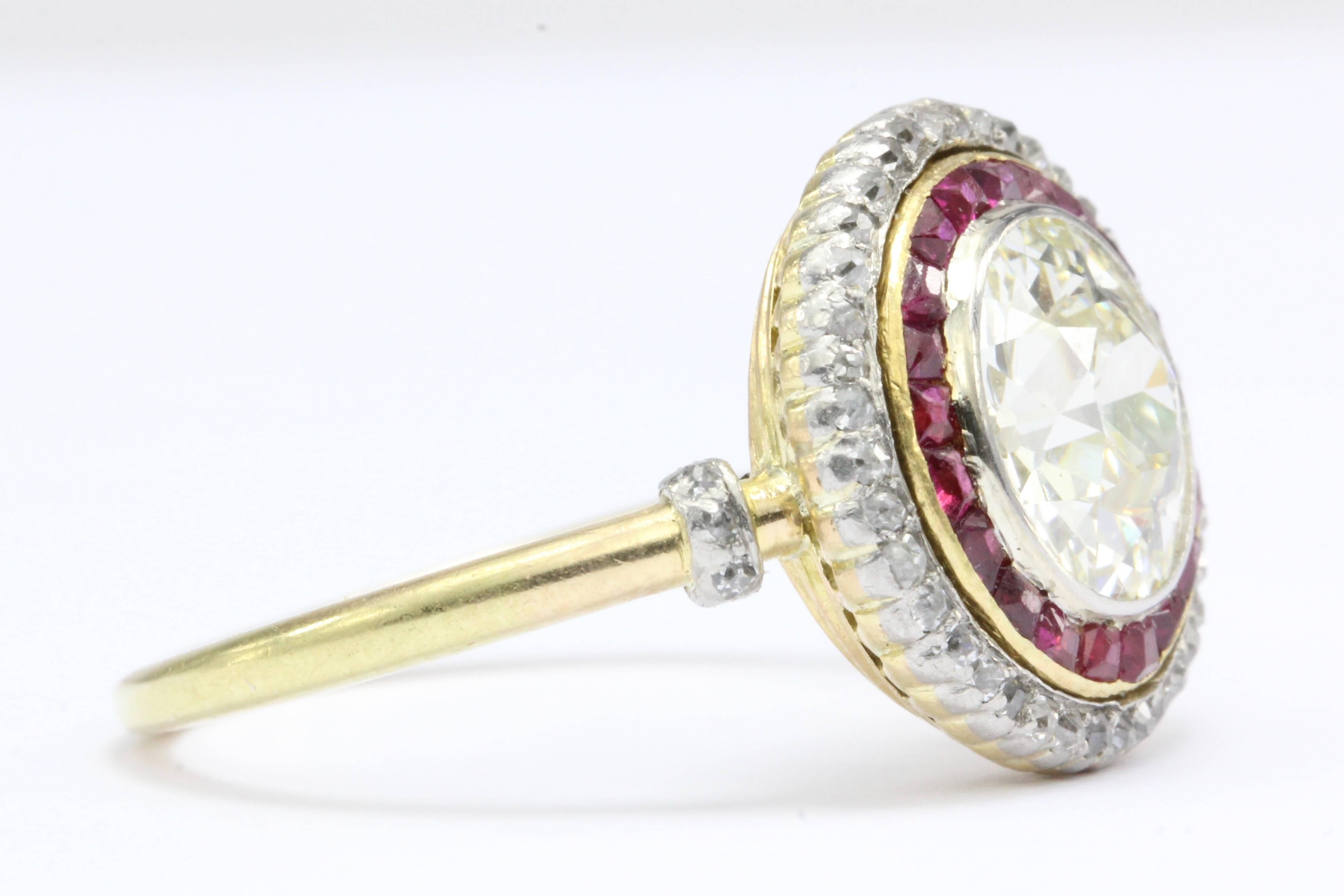 Ruby Old European Cut Diamond Ring at 1stDibs