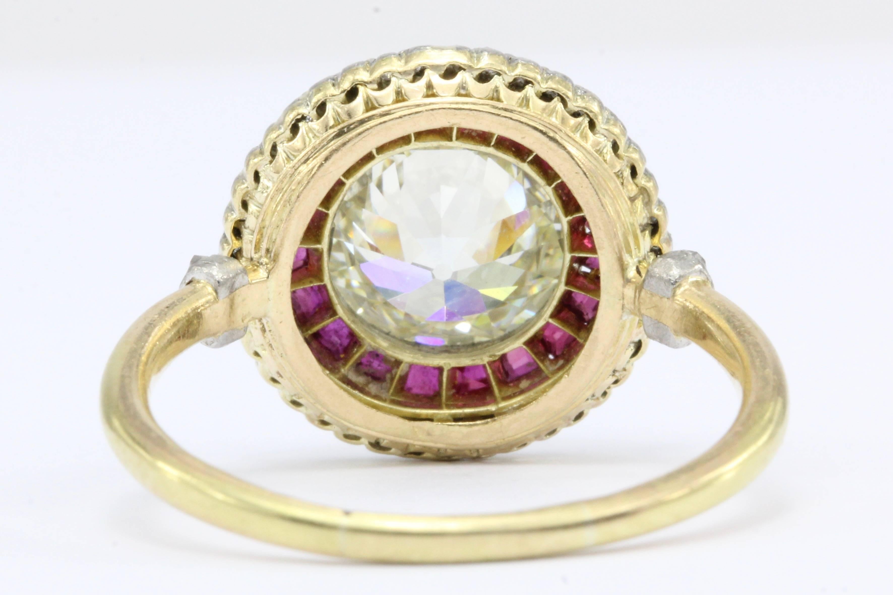 Ruby Old European Cut Diamond Ring at 1stDibs
