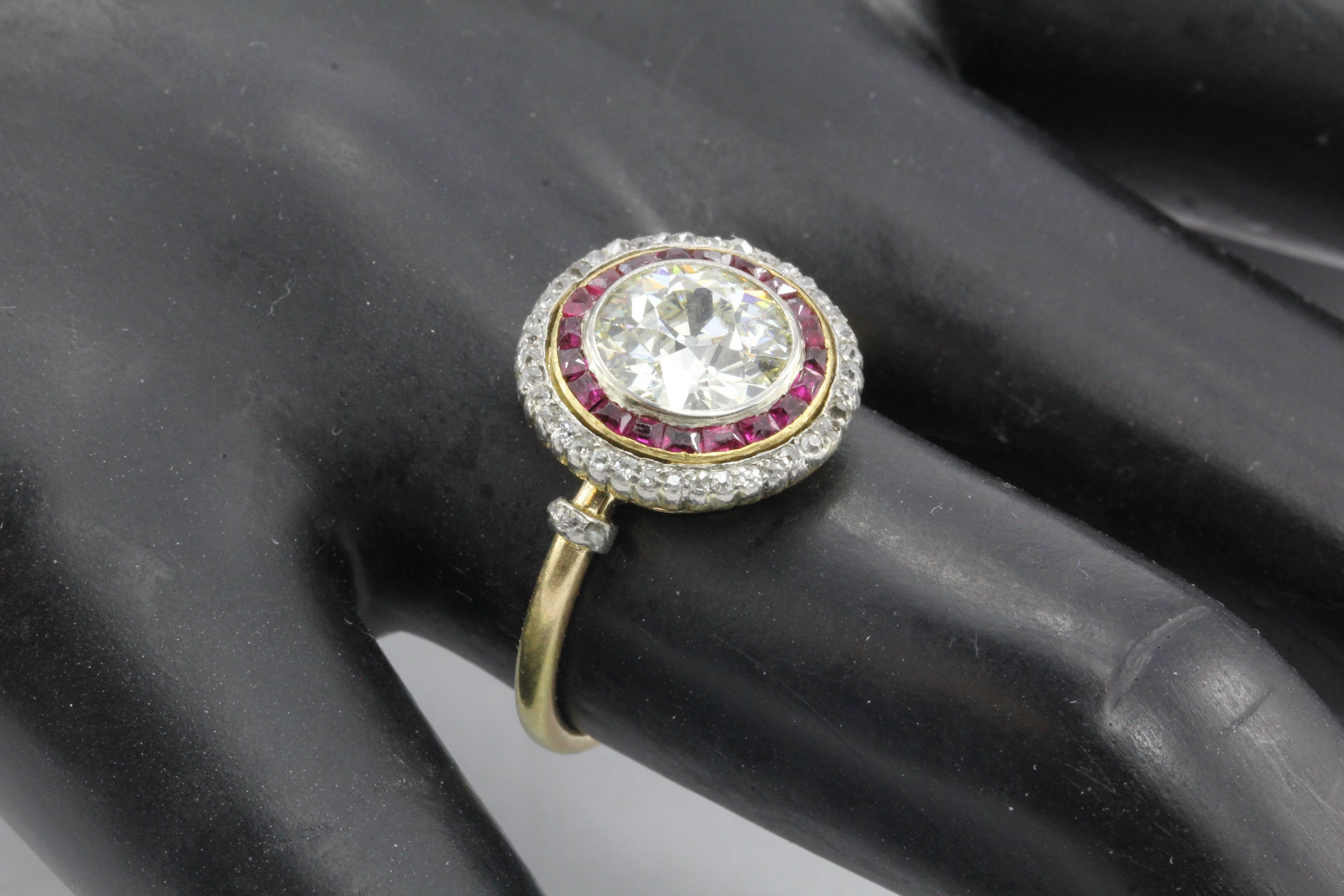 Ruby Old European Cut Diamond Ring at 1stDibs