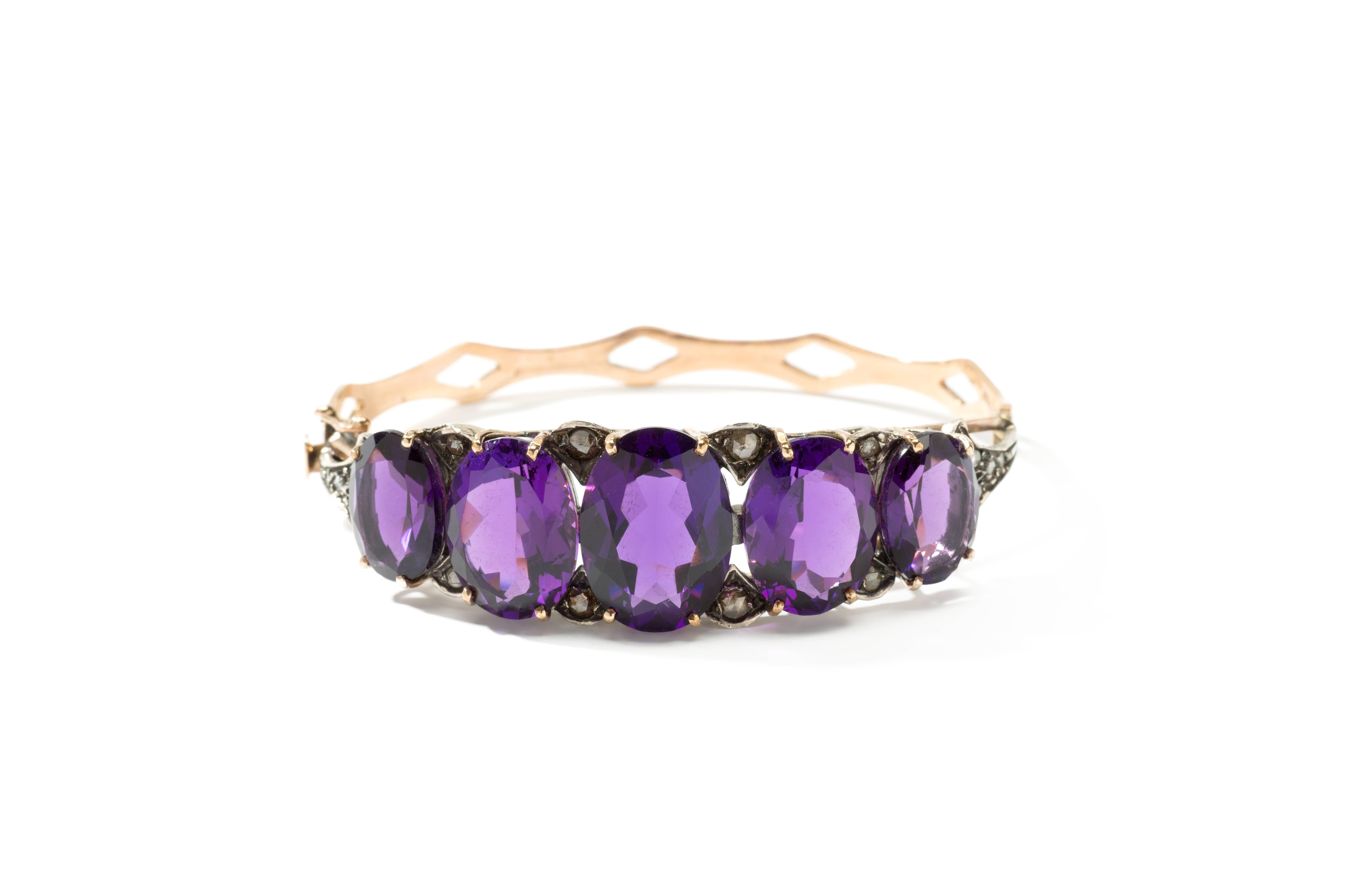 Amethyst Diamond Gold Bangle Bracelet For Sale at 1stDibs | amethyst ...